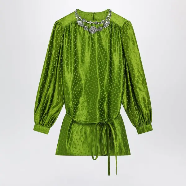 Valentino Garavani Silk-blend Jacquard Mini Dress - Green