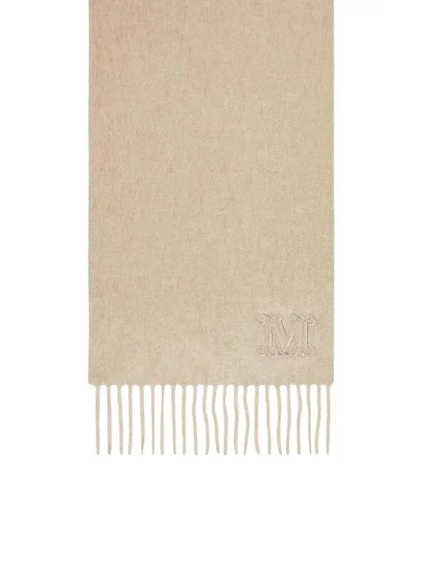 Max Mara Cashmere Stole With Monogram Embroidery - Cream