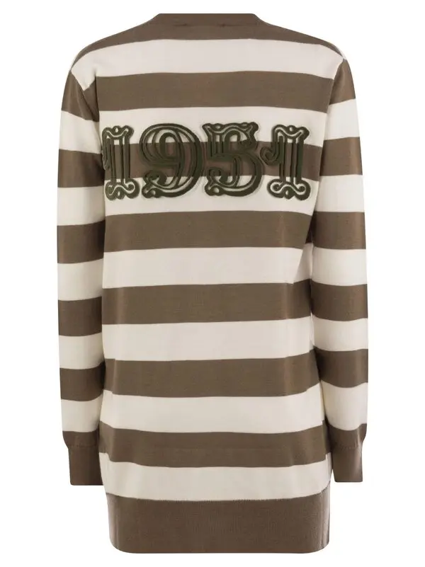 Max Mara Fiemme Long Striped Wool Cardigan
