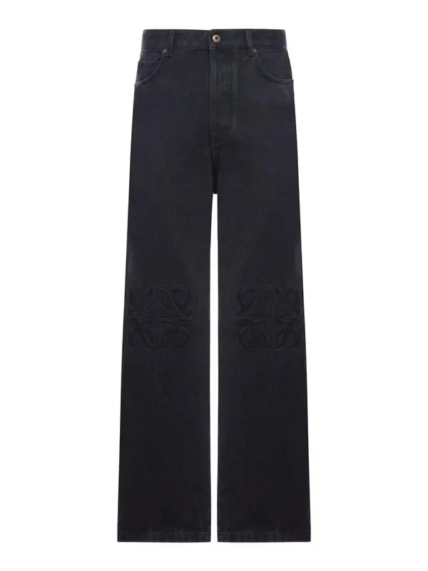 Loewe Baggy Jeans With Anagram Embroidery - Black