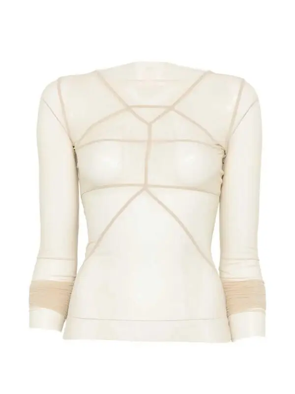 Rick Owens Long-sleeved Top With Sheer Panels At The Temples - Multicolor