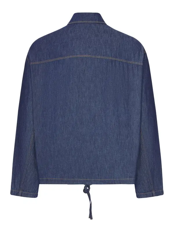 Loewe Zip-up Denim Jacket With Embroidered Pocket - Blue