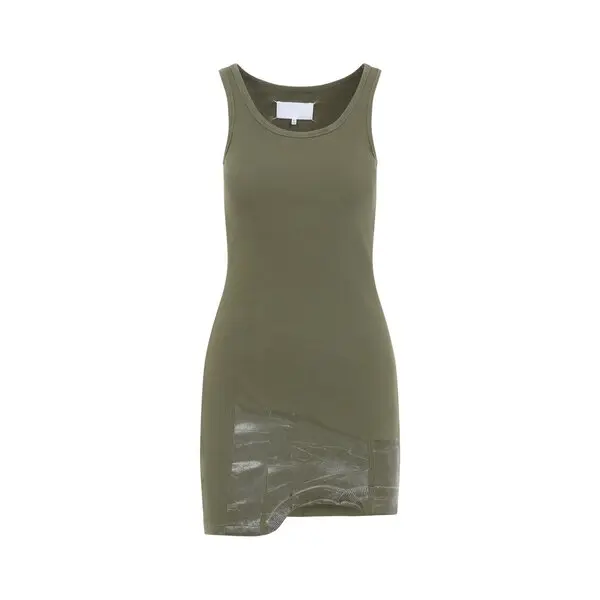 MAISON MARGIELA Ribbed Cotton Mini Dress - Green