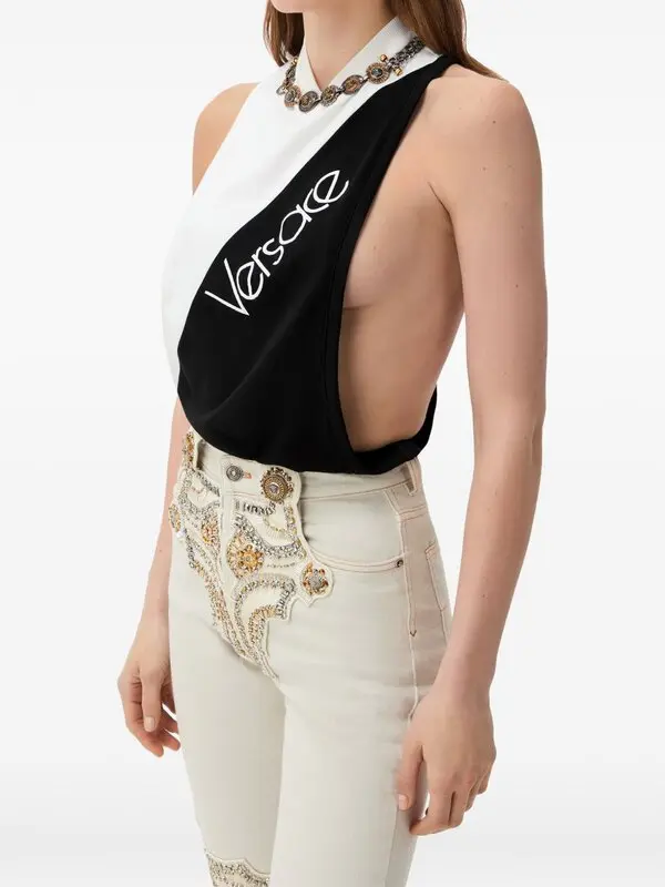 Versace Logo Cotton Tank Top - Multicolor