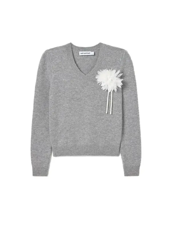 SELF-PORTRAIT Flower Wool Jumper