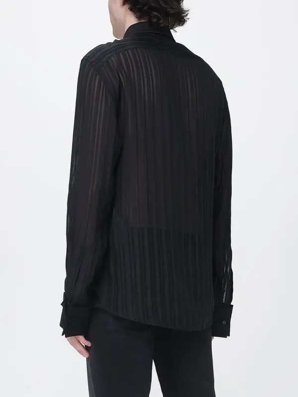 Gucci Long-sleeved Silk Shirt With French Collar And Curved Hem