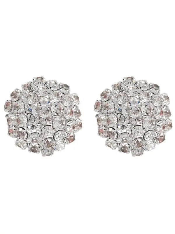 SELF-PORTRAIT Crystal Flower Earrings - Silver
