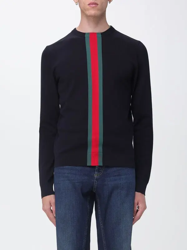 Gucci Striped Cotton Crew-neck Jumper With Web Detail