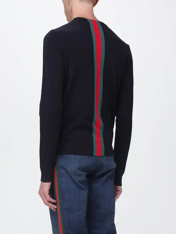 Gucci Striped Cotton Crew-neck Jumper With Web Detail
