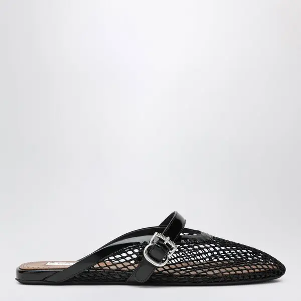 Alaïa Flat Mesh Mules With Buckle Strap - Black