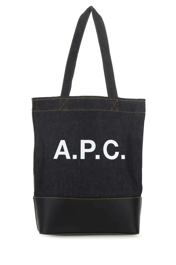 A.p.c. Denim And Leather Shopping Bag