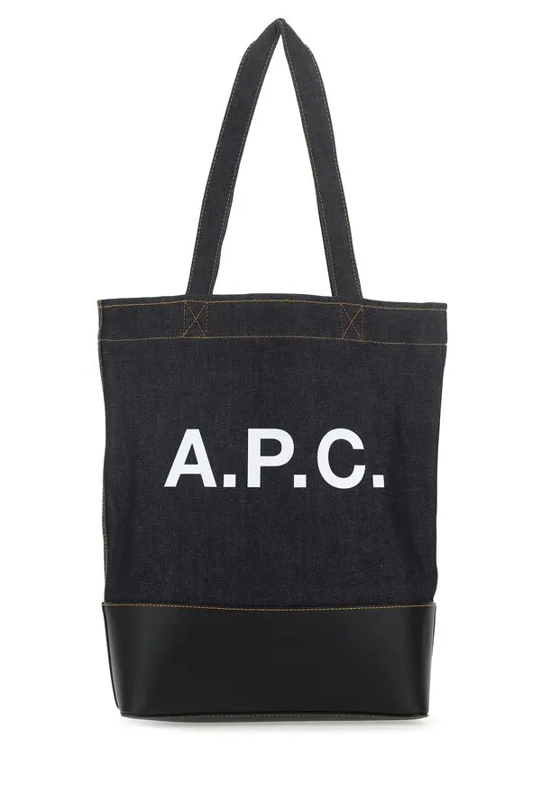A.p.c. Denim And Leather Shopping Bag