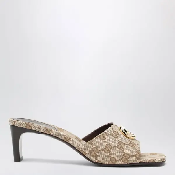 Gucci Double G Gg Canvas Slider Sandals - Cream
