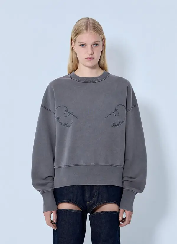 JEAN PAUL GAULTIER Fleece Embroidered Sweatshirt - Gray