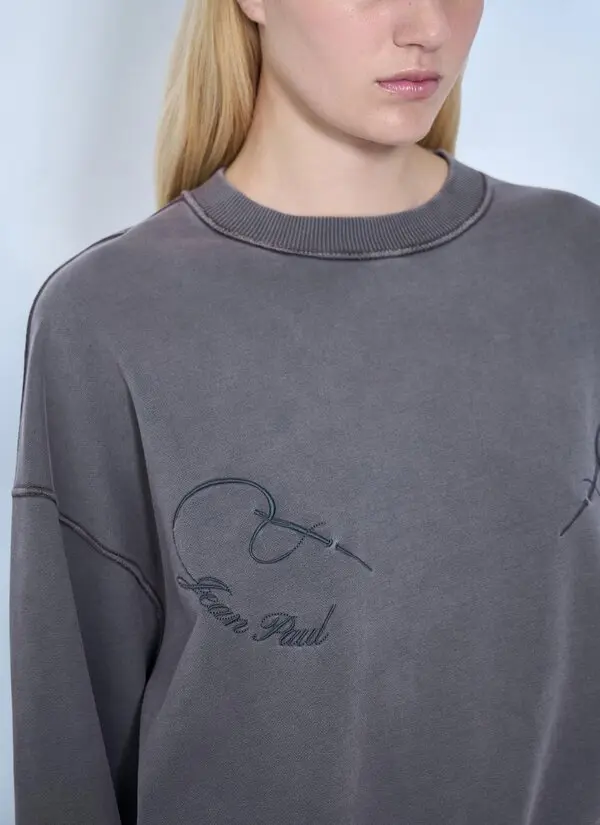 JEAN PAUL GAULTIER Fleece Embroidered Sweatshirt - Gray