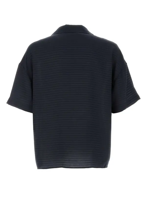 Saint Laurent Navy Silk Oversize Polo Shirt