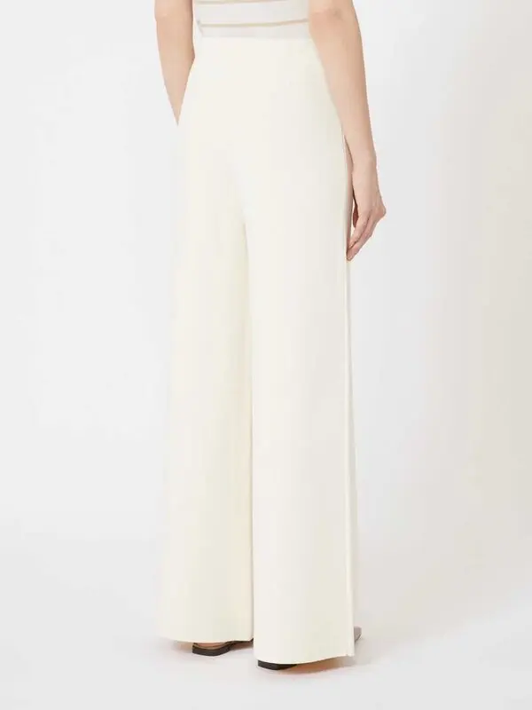 Max Mara Viscose Crêpe Knit Pants Ivory