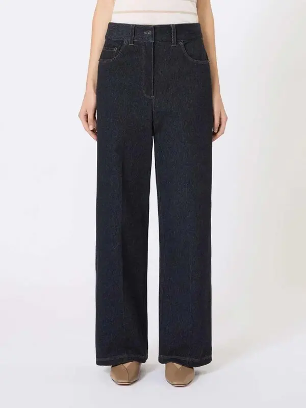 Max Mara Denim-effect Jersey Trousers Navy