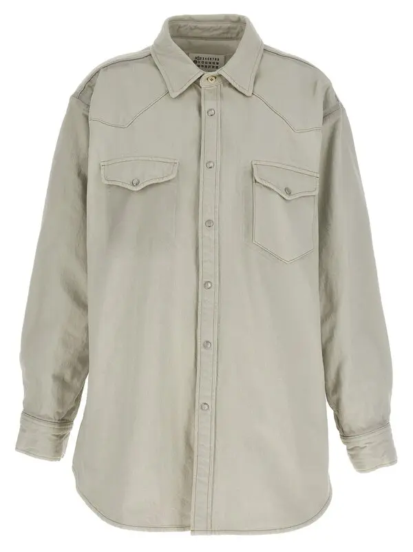 MAISON MARGIELA Padded Cotton Denim Overshirt - White