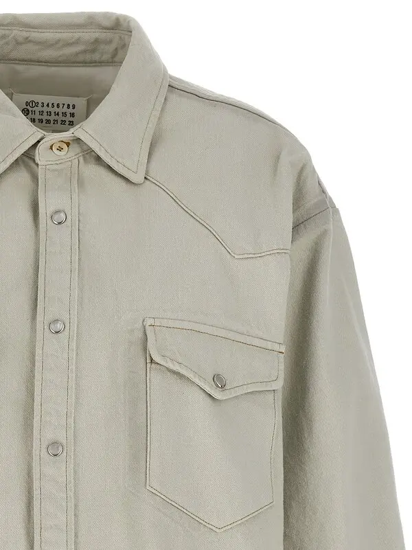 MAISON MARGIELA Padded Cotton Denim Overshirt - White