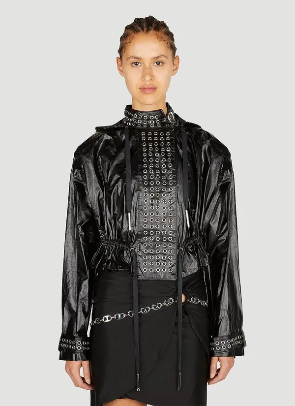 Rabanne Eyelet Biker Jacket - Black