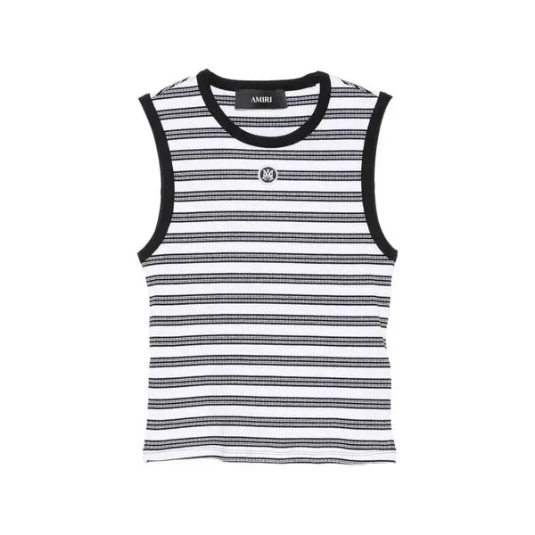 Amiri Striped Ribbed Knit Tank Top - White