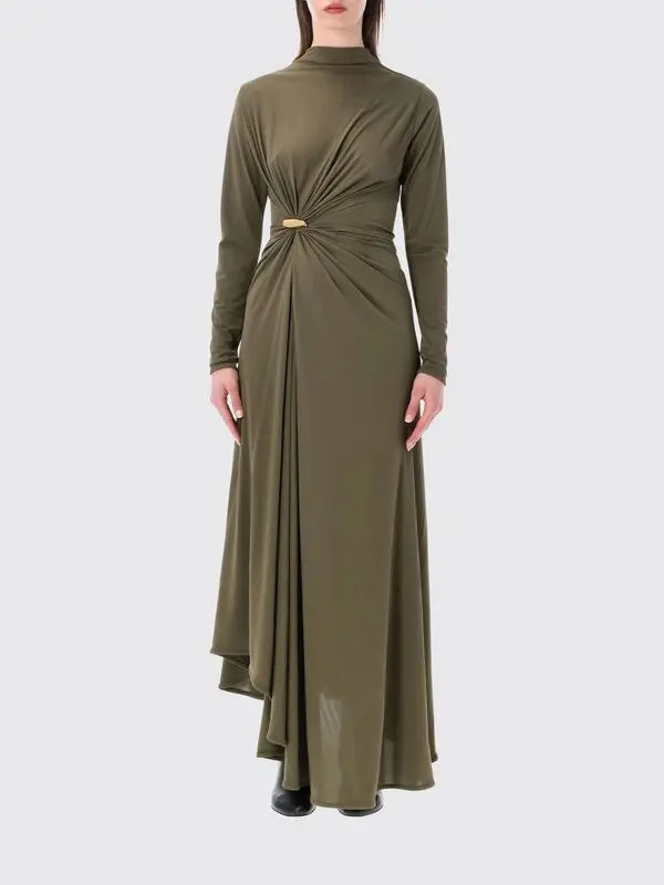 Bottega Veneta Asymmetrical Long Gown In Viscose Jersey - Green