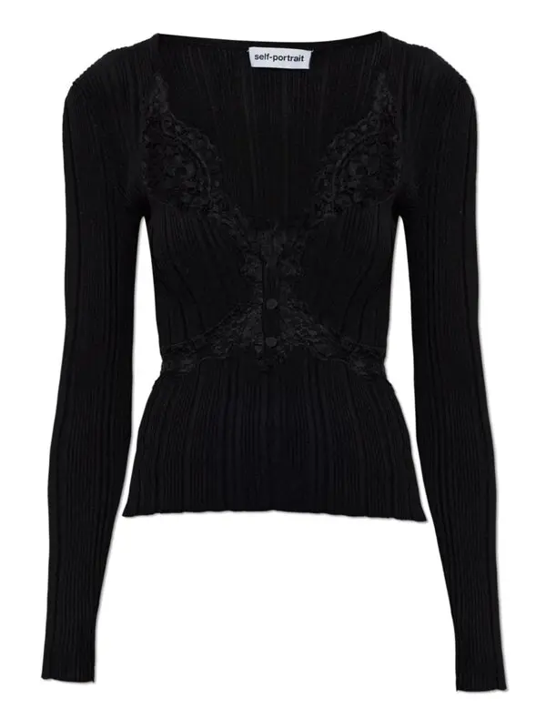 SELF-PORTRAIT Lace Top - Black