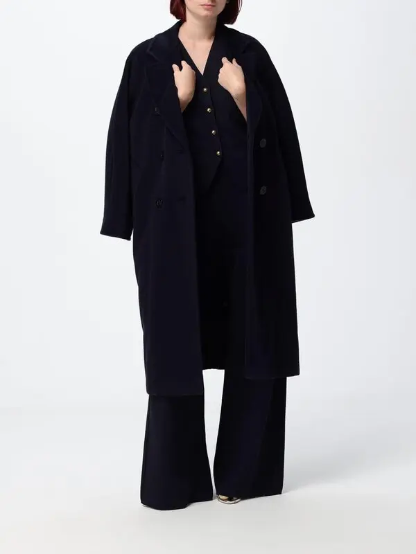 Max Mara Madame Double-breasted Long Wool Coat - Blue