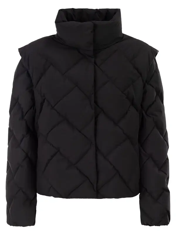 Herno Matt Nylon Down Jacket With Detachable Sleeves - Black
