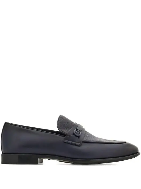 FERRAGAMO Desio Shaded Leather Loafers - Blue