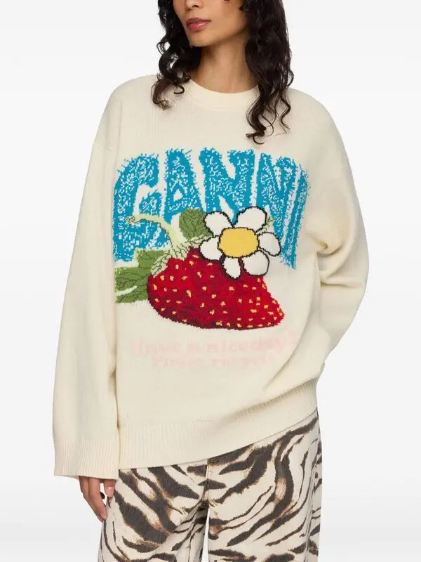 GANNI Wool Crewneck Sweater