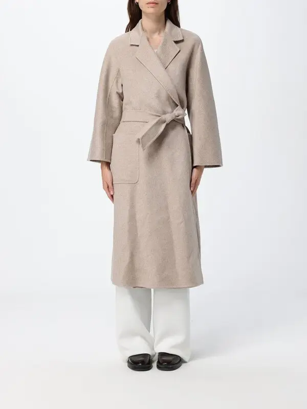 Max Mara Ludmilla Long Cashmere Belted Robe Coat - Cream
