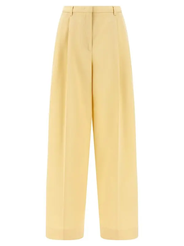 JIL SANDER Wide Leg Wool Trousers - Yellow