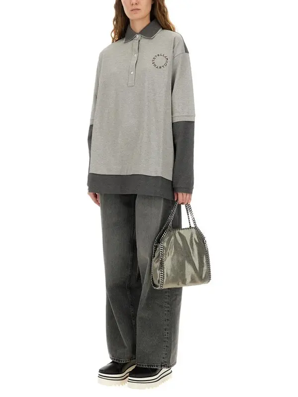 Stella McCartney Oversize Cotton Polo Shirt - Gray