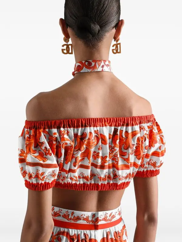 Dolce & Gabbana Maiolica Print Poplin Top - Multicolor