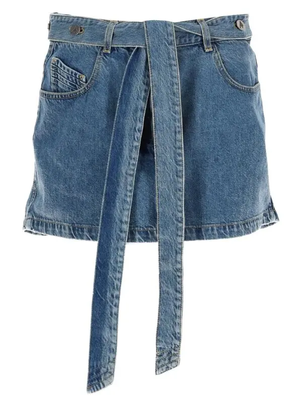 Attico Denim Skirt With Belt - Blue