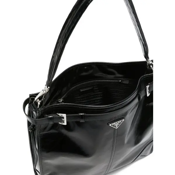 Prada Bonnie Leather Shoulder Bag - Black