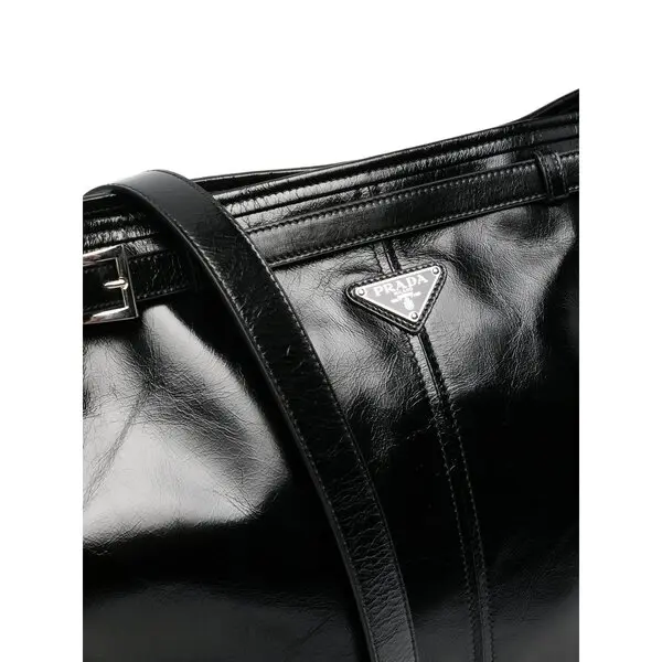 Prada Bonnie Leather Shoulder Bag - Black