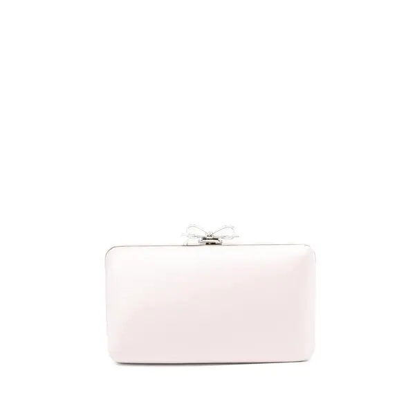 SELF-PORTRAIT Satin Crystal Bow Clutch Bag - Pink