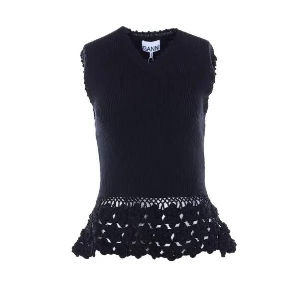 GANNI Cotton Crochet Vest