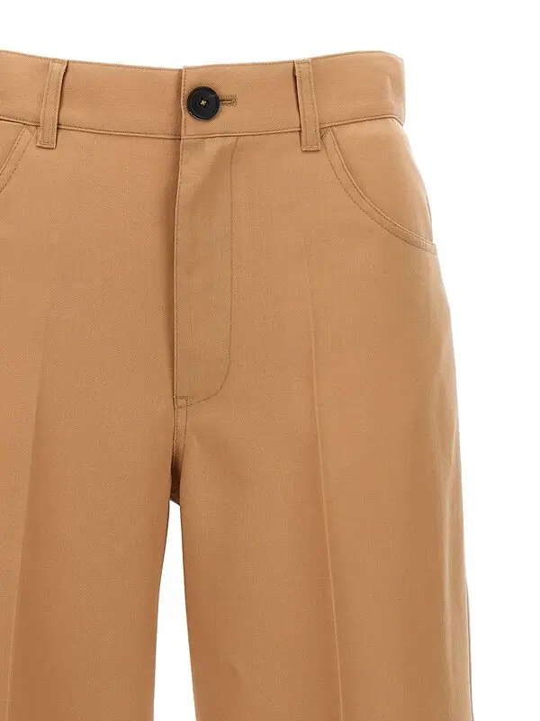JIL SANDER Wool Gabardine Loose Leg Pants