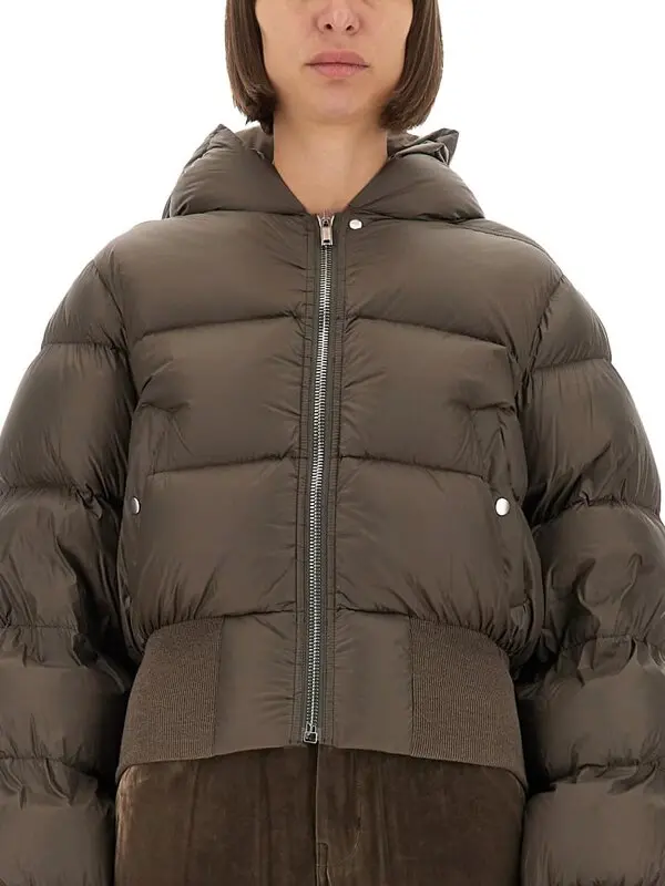 Rick Owens Down Jacket With Hood - Brown