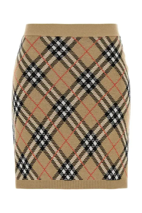 Burberry Embroidered Wool Blend Mini Skirt - Multicolor