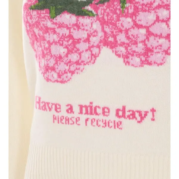 GANNI Logo Sweater With Raspberry Print