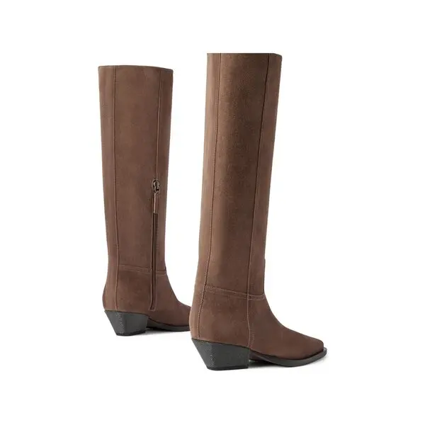 Brunello Cucinelli Suede Knee High Boots - Brown