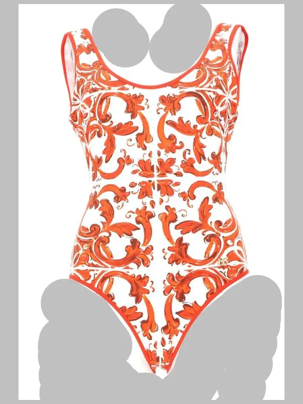 Dolce & Gabbana Maiolica Print One-piece Swimsuit - Orange