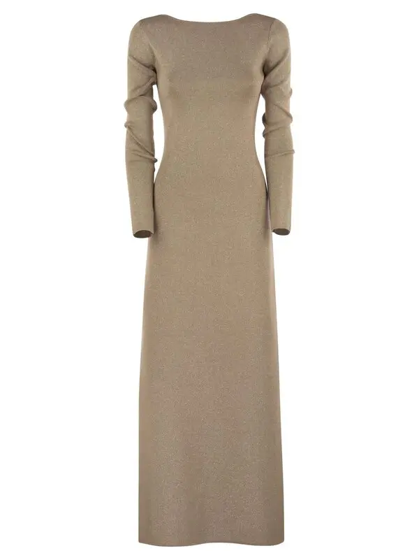 Max Mara Bracco Viscose And Lurex Slim Dress - Cream