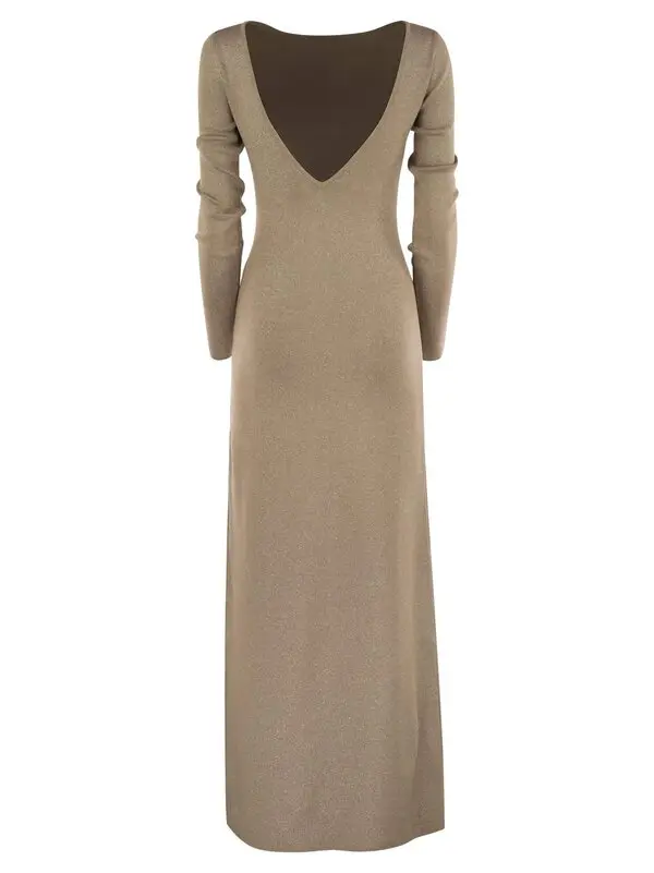 Max Mara Bracco Viscose And Lurex Slim Dress - Cream