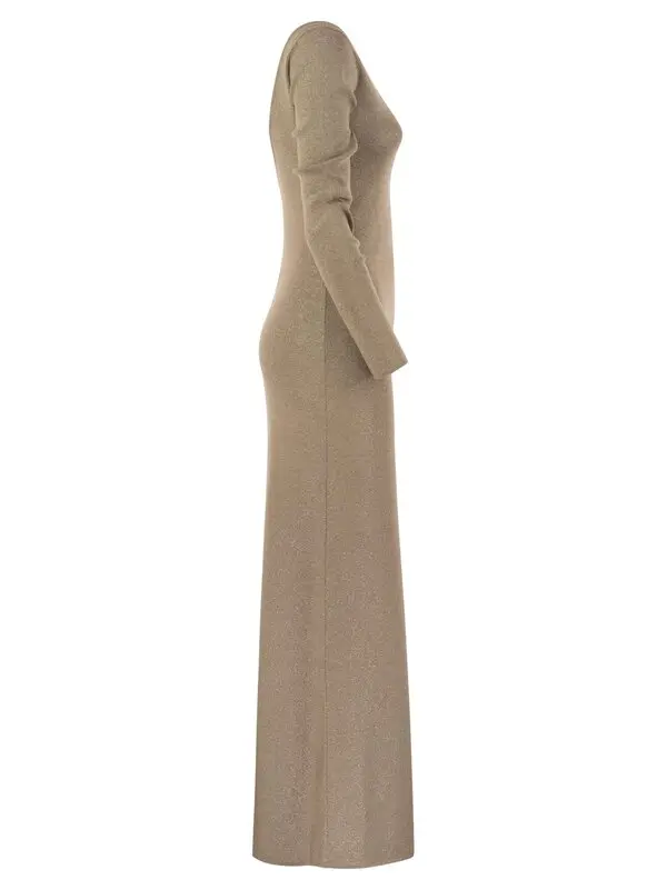 Max Mara Bracco Viscose And Lurex Slim Dress - Cream